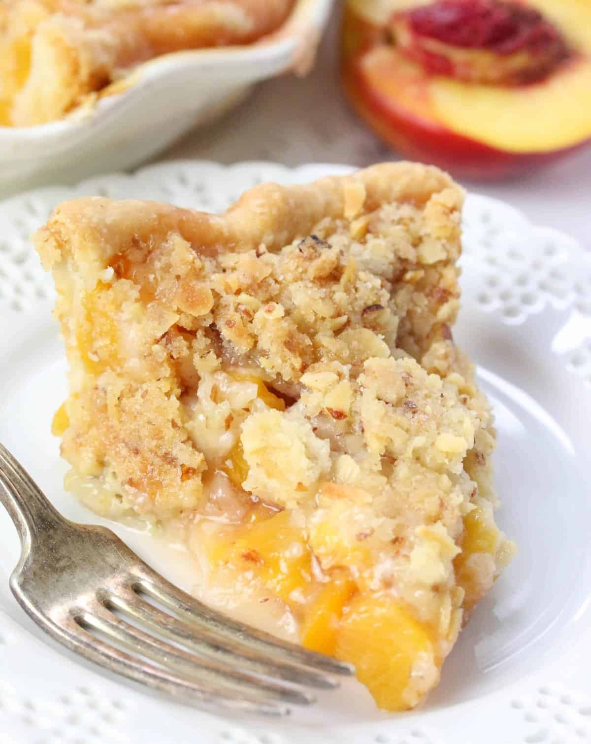Nectarine Pie (with Almond Crumb Topping!) - Boston Girl Bakes