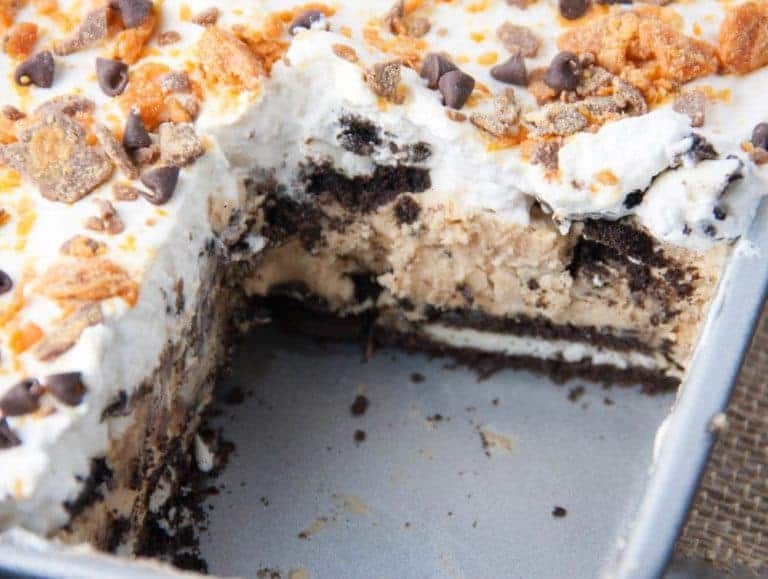 No Bake Butterfinger Oreo Icebox Cake - Boston Girl Bakes