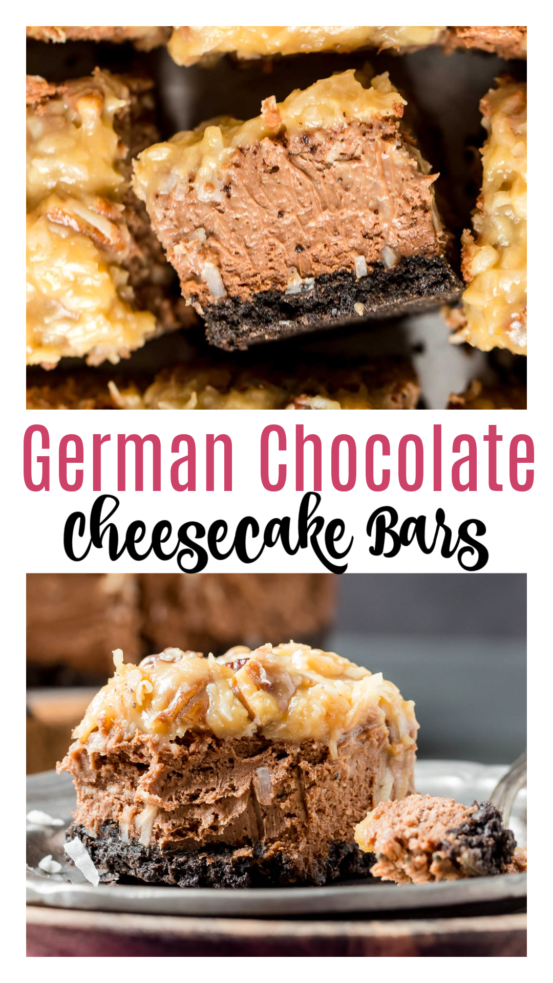German Chocolate Cheesecake Bars - Boston Girl Bakes