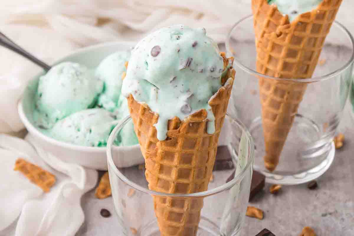 Homemade Mint Chocolate Chip Ice Cream (No Churn!)