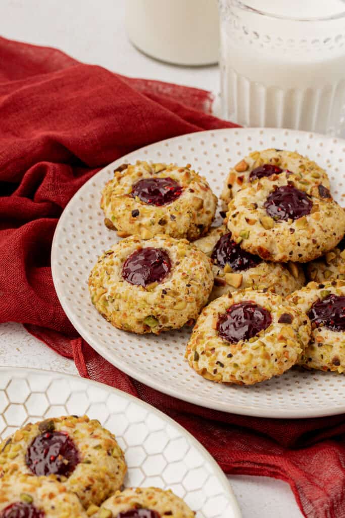 Pistachio Thumbprint Cookies (with raspberry jam!)