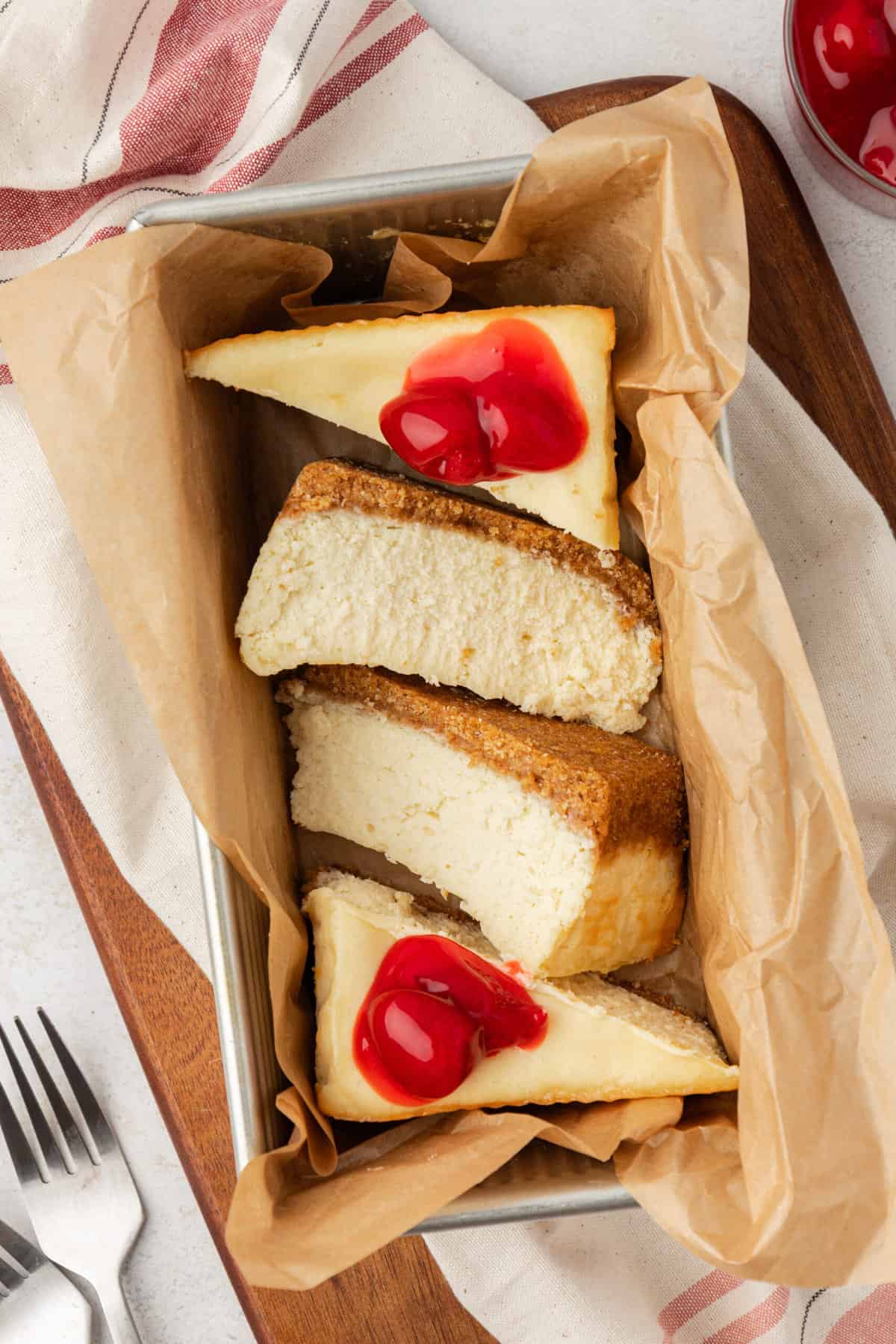 Easy Small Batch Cheesecake (Bakes In A Loaf Pan!)