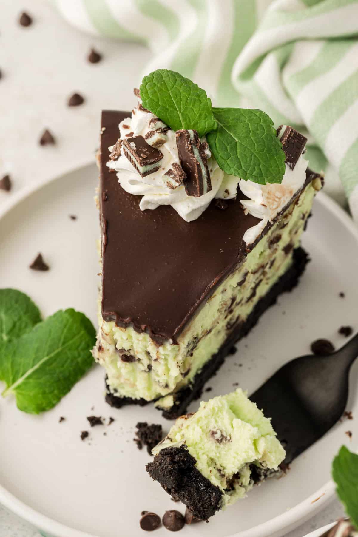 Chocolate Mint Cheesecake Recipe (with Oreo crust)