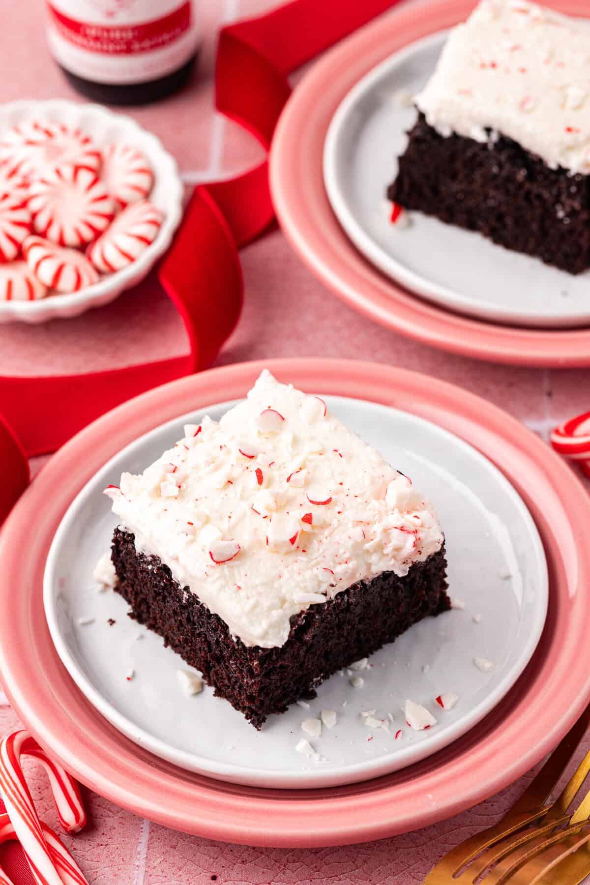 Best Chocolate Peppermint Cake (easy sheet cake!)