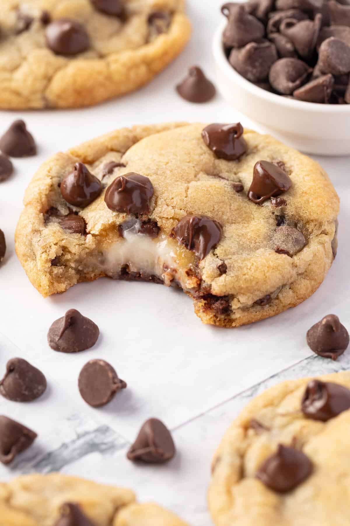 Cheesecake Stuffed Chocolate Chip Cookies (Soft & Bakery-Style)